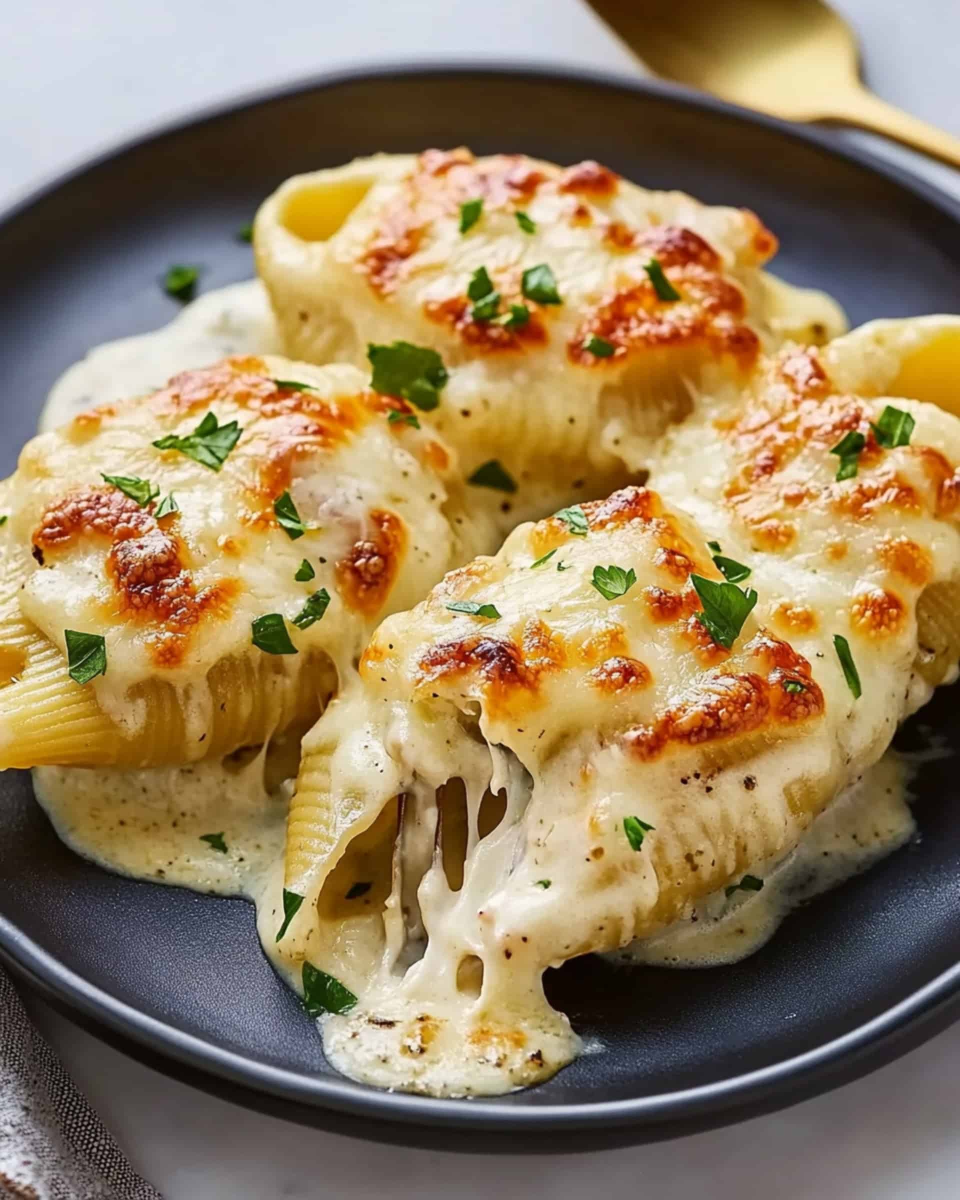 Garlic Parmesan Chicken Alfredo Stuffed Shells Recipe | Tessa Recipes