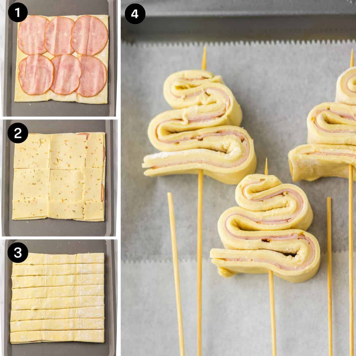 Puff Pastry Christmas Trees with Ham and Cheese | Tessa Recipes