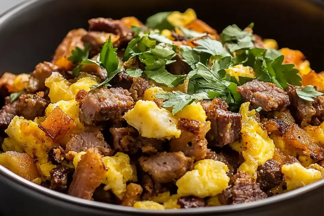 Copycat Dunkin' Hash Brown Brisket Scramble Bowl | Tessa Recipes