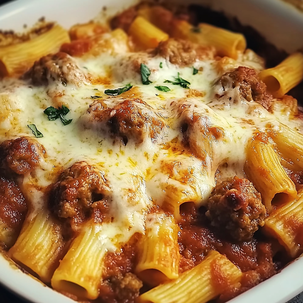 Easy Pasta Bake with Mostaccioli and Meatballs | Tessa Recipes