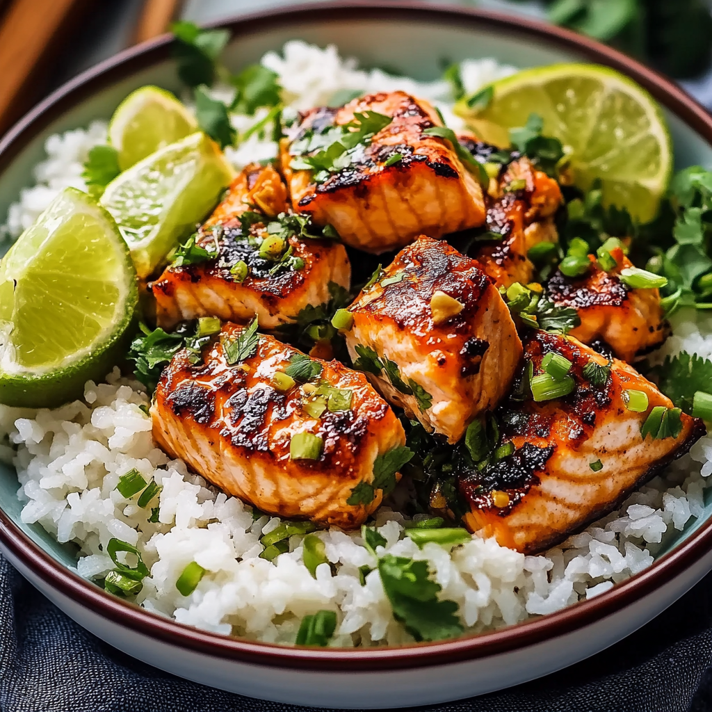 Spicy Chipotle Honey Salmon Bowls Recipe | Tessa Recipes