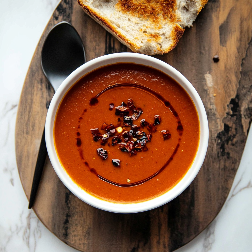 Spicy Roasted Red Pepper Soup | Tessa Recipes