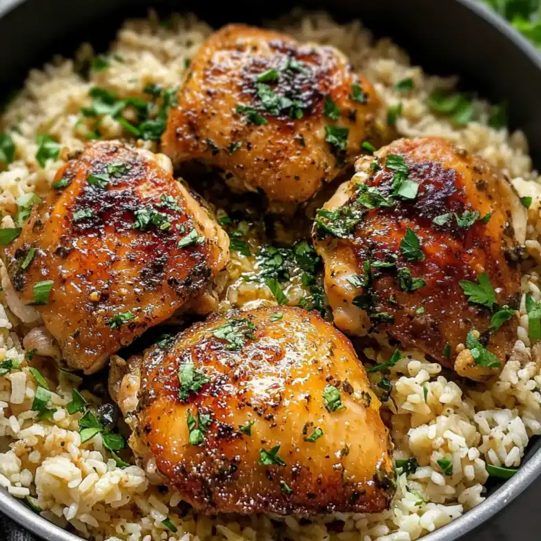 One Pan Garlic Butter Chicken and Rice | Tessa Recipes