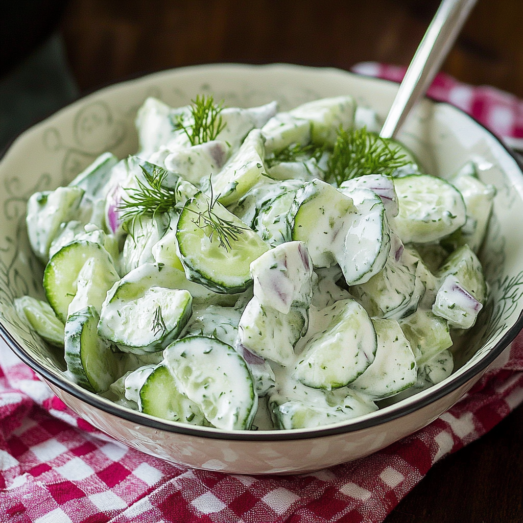 Creamy Cucumber Salad Recipe | Tessa Recipes