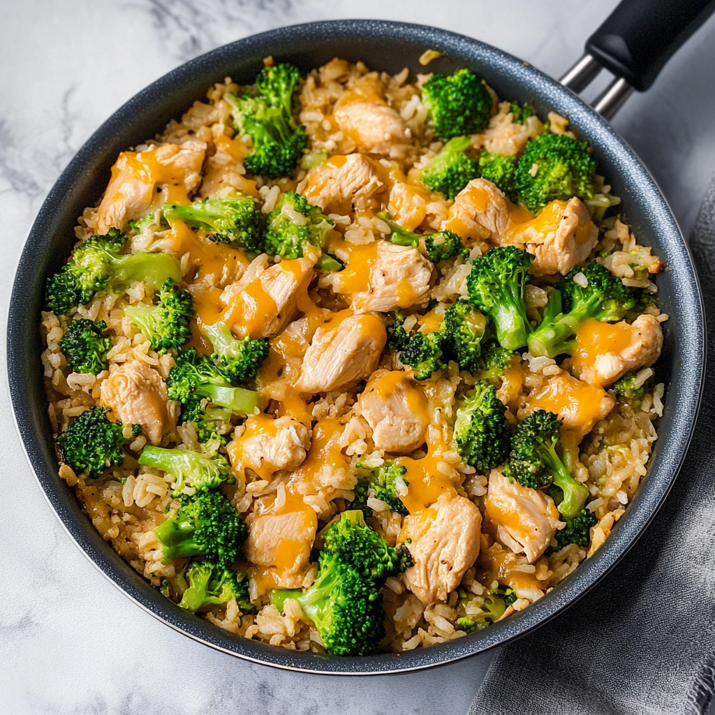 One Pan Cheesy Chicken Broccoli and Rice | Tessa Recipes