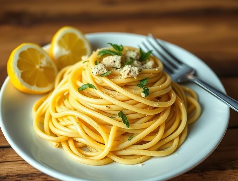 Quick Lemon Garlic Rich Savory Pasta | Tessa Recipes