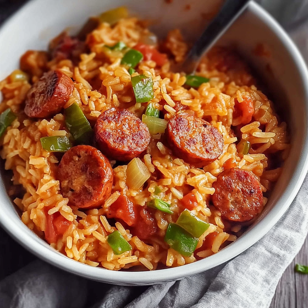 One Pot Cajun Sausage and Rice | Tessa Recipes