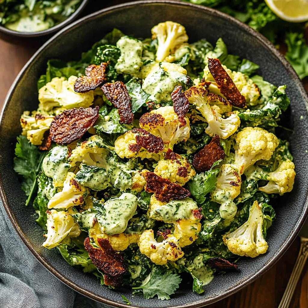 Roasted Cauliflower Green Goddess Salad | Tessa Recipes